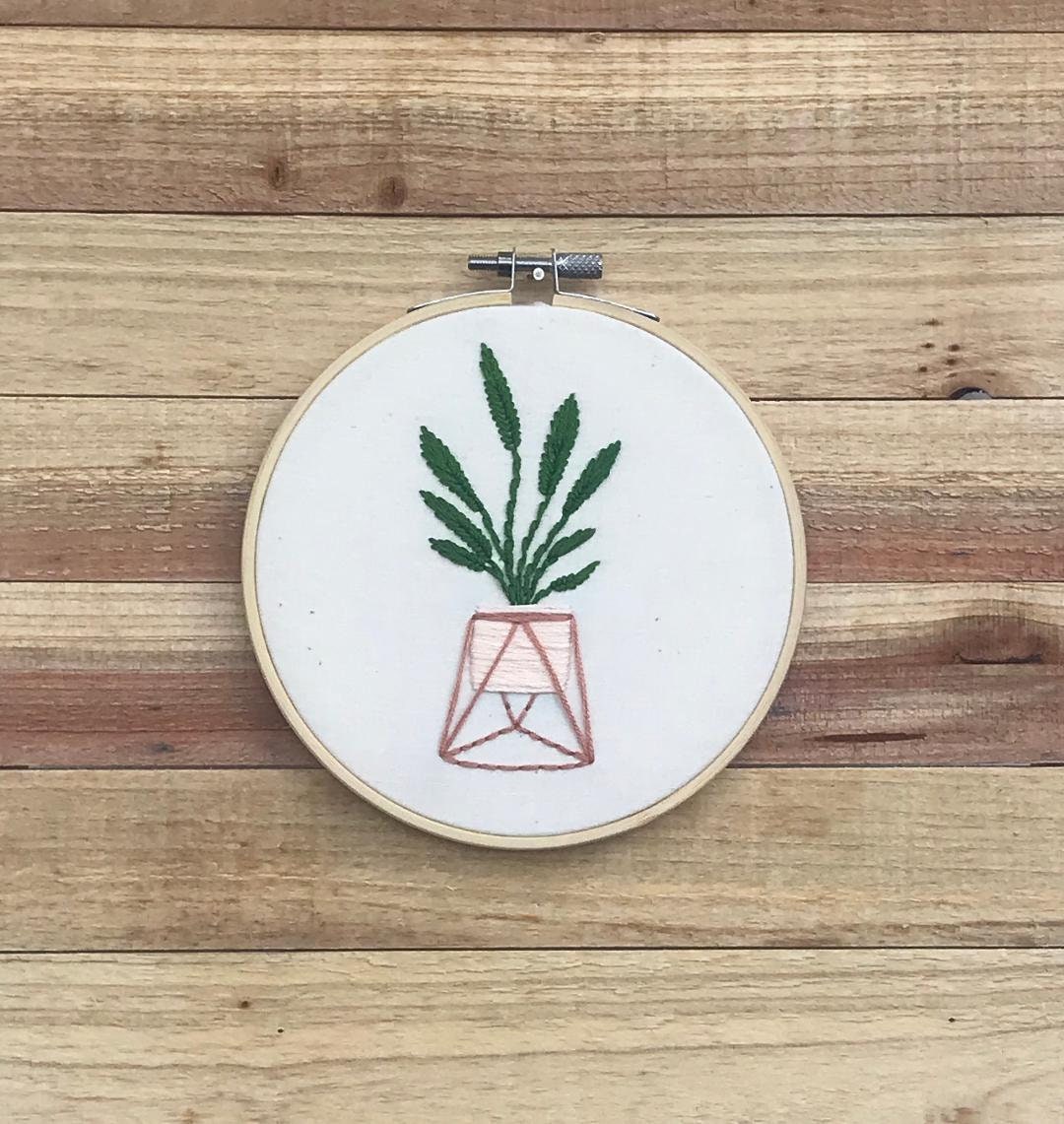 Greenery Potted Plant Hand Embroidery Hoop Art - Etsy