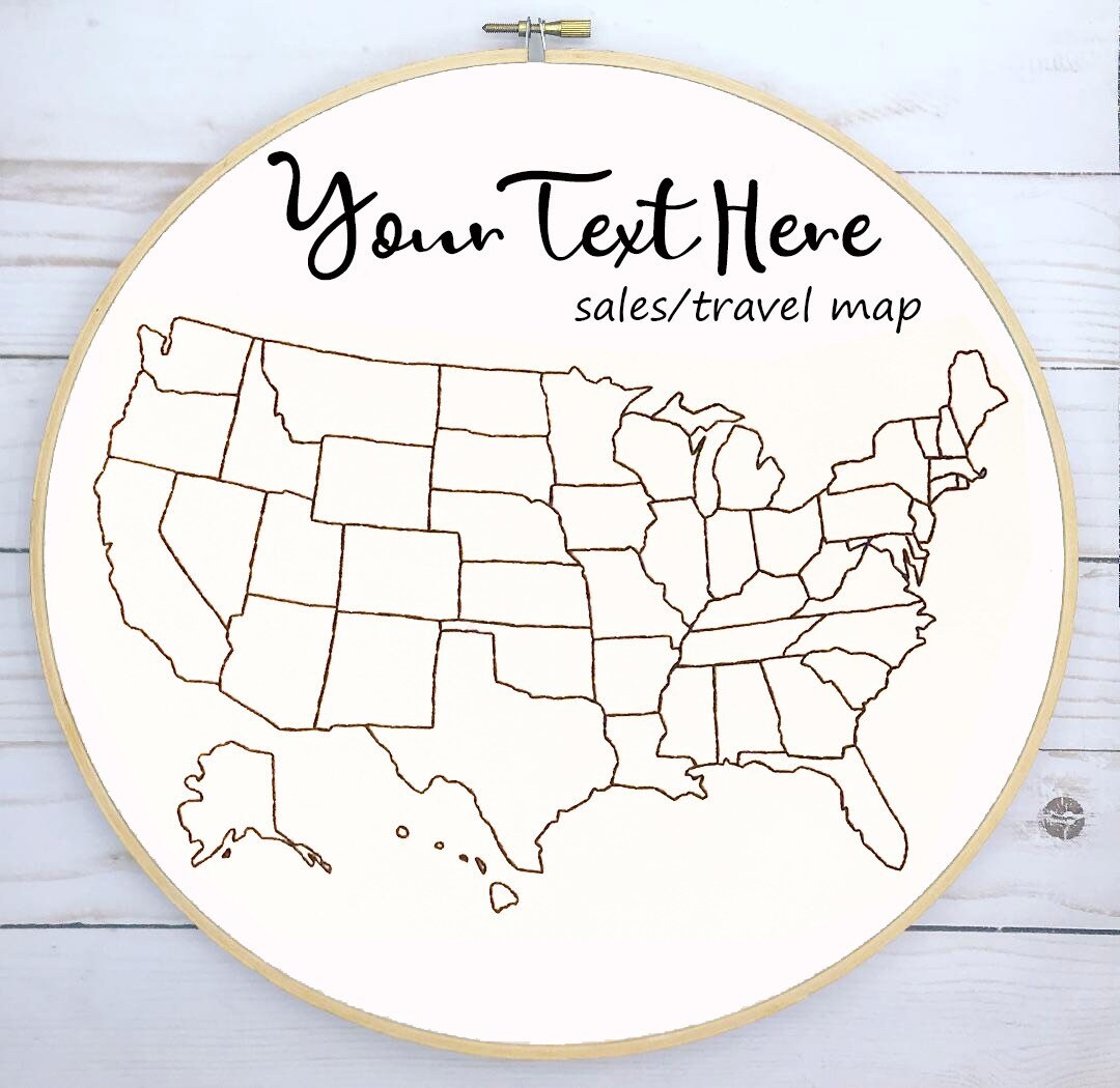 Customizable United States Map Sales Map Travel Map Hand Embroidery ...