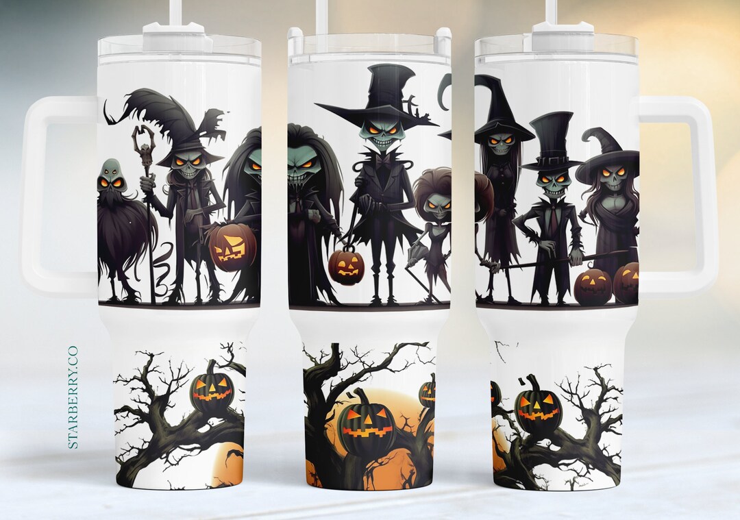 Halloween Witches,ghosts 40oz Quencher Tumbler Wrap, Spooky Tumbler Png ...