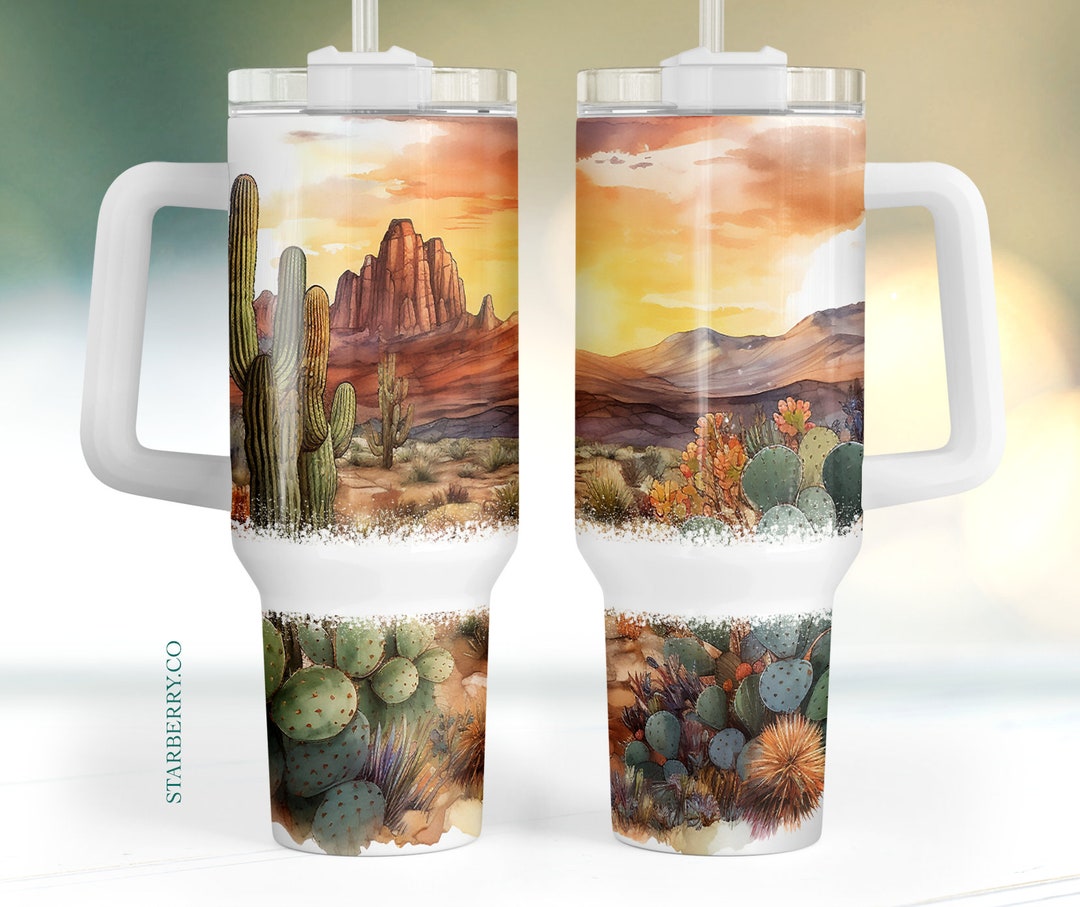 Arizona Desert Cactus, 40oz Quencher Tumbler Wrap, Outdoor 40oz ...