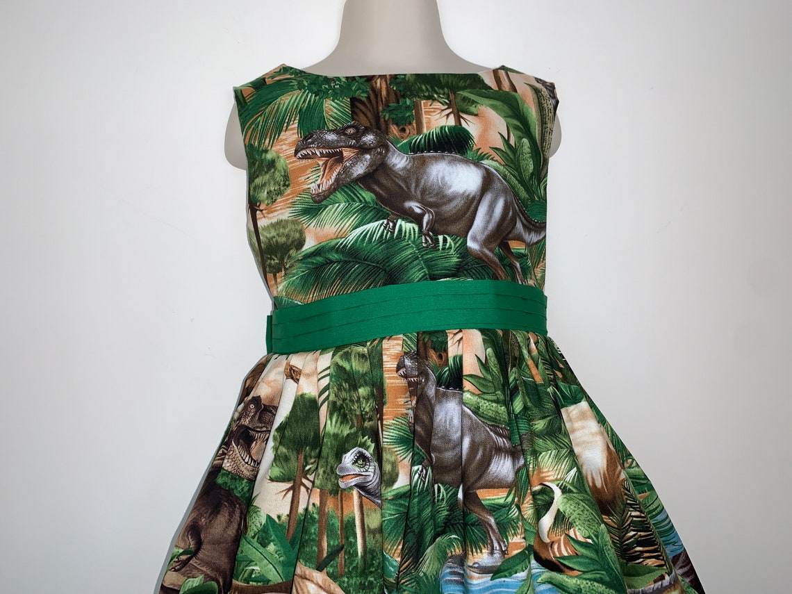 NEW Handmade Cute Realistic Dinosaurs in Woods Dress Custom Girl ...