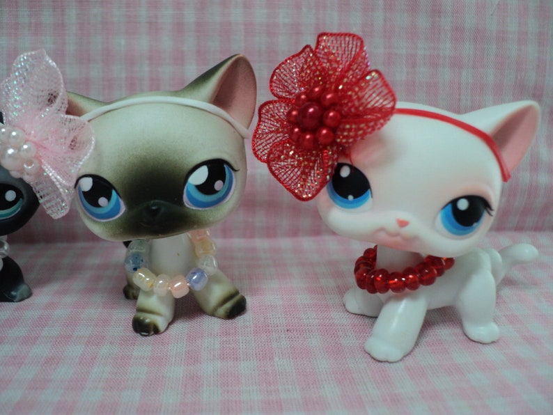 NEW Handmade Littlest Pet Shop LPS 9pc 4 Bows 4 Collars Accessories in ...