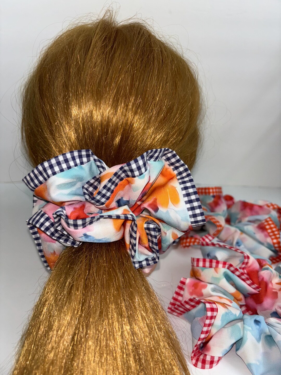 NEW Handmade Unique Designs Gingham Trimmed Oversized Hair Scrunchie - Etsy