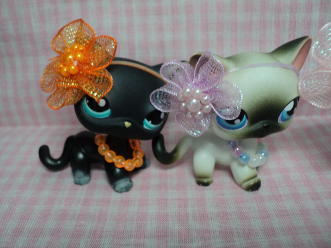 NEW Handmade Littlest Pet Shop LPS 9pc 4 Bows 4 Collars Accessories in ...