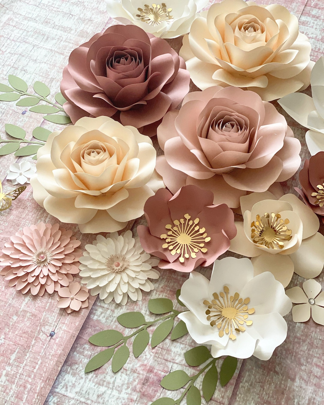 16 Pieces Paper Flowers Set Wall Decor, Paper Flowers Nursery Wall ...