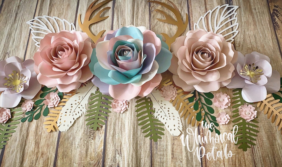 Boho Set of Paper Flowers ,woodland Nursery Decor, Paper Flowers Wall ...