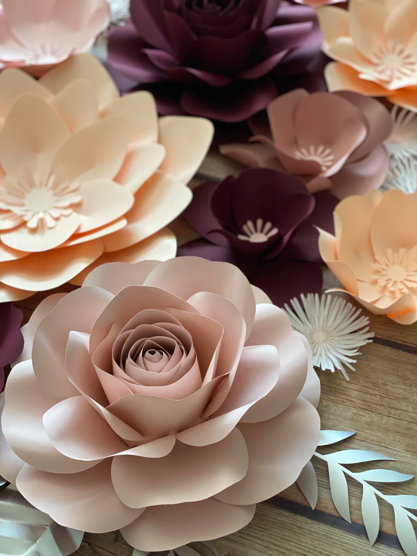 12 Pieces Paper Flower Set - Etsy