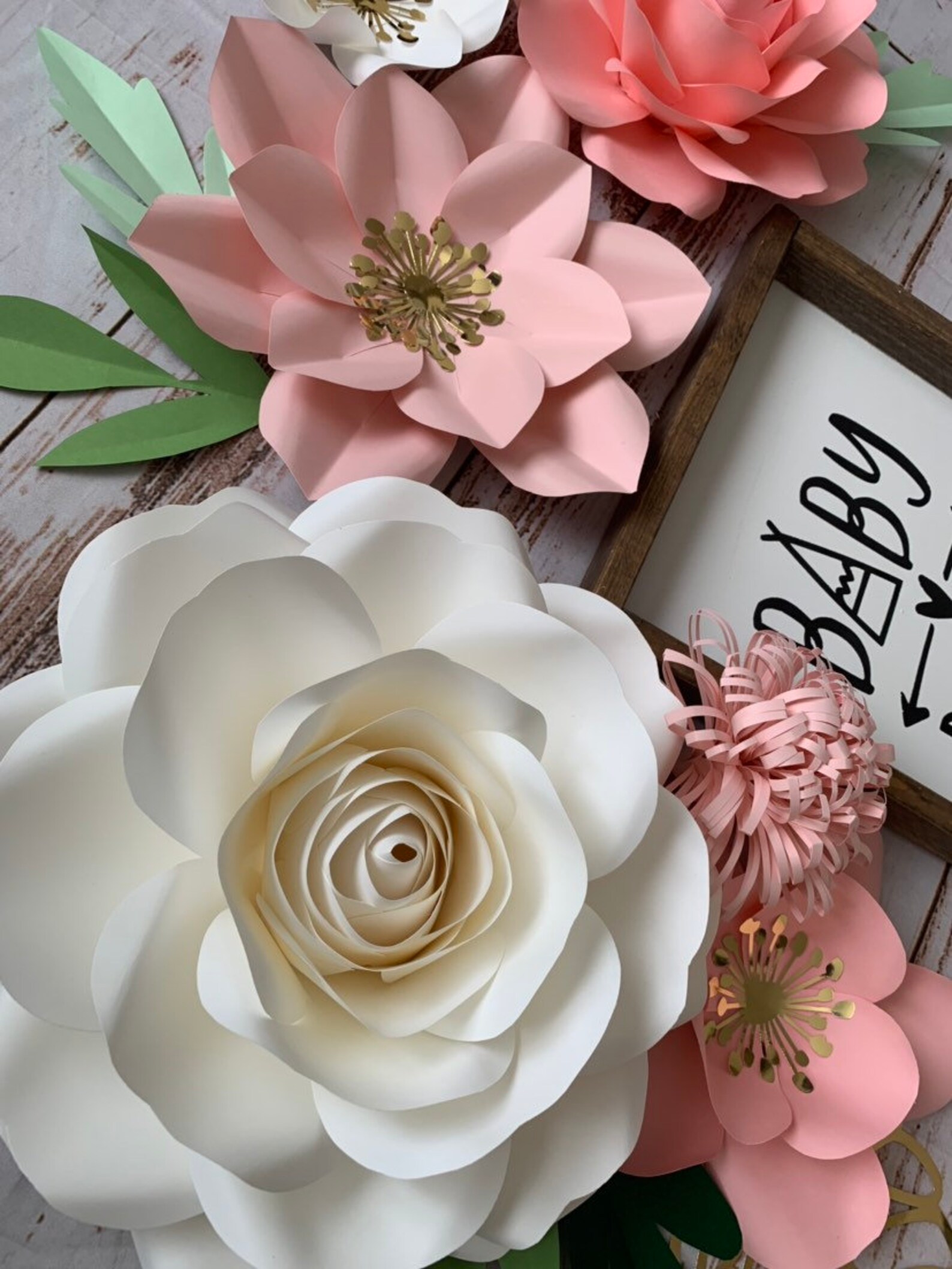 Blush and Pink Paper Flowers Wall Decor for Nursery Paper - Etsy