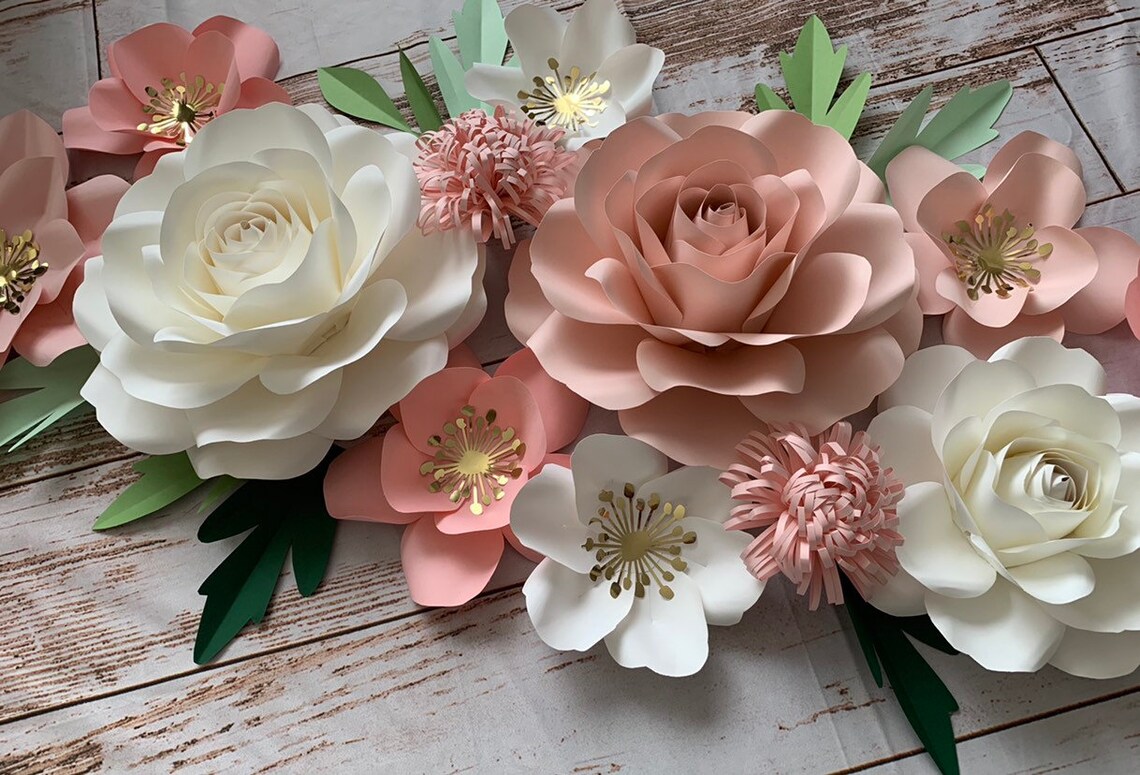 Blush and Pink Paper Flowers Wall Decor for Nursery Paper - Etsy