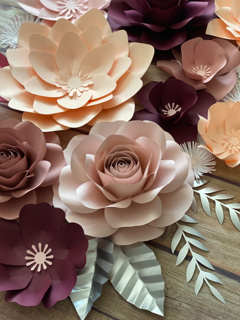 12 Pieces Paper Flower Set - Etsy