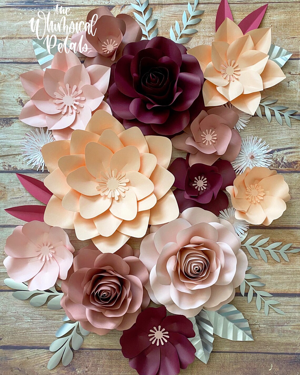 12 Pieces Paper Flower Set - Etsy