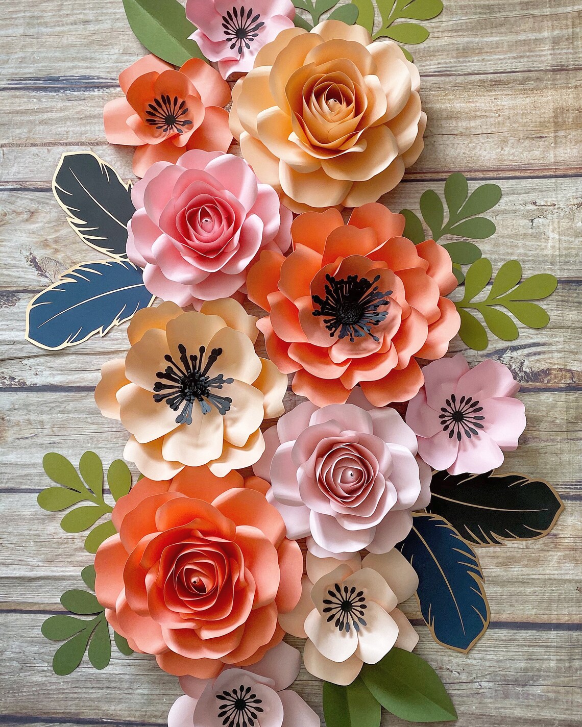 Boho 11 Pieces Paper Flowers Set Paper Flowers Nursery Wall - Etsy