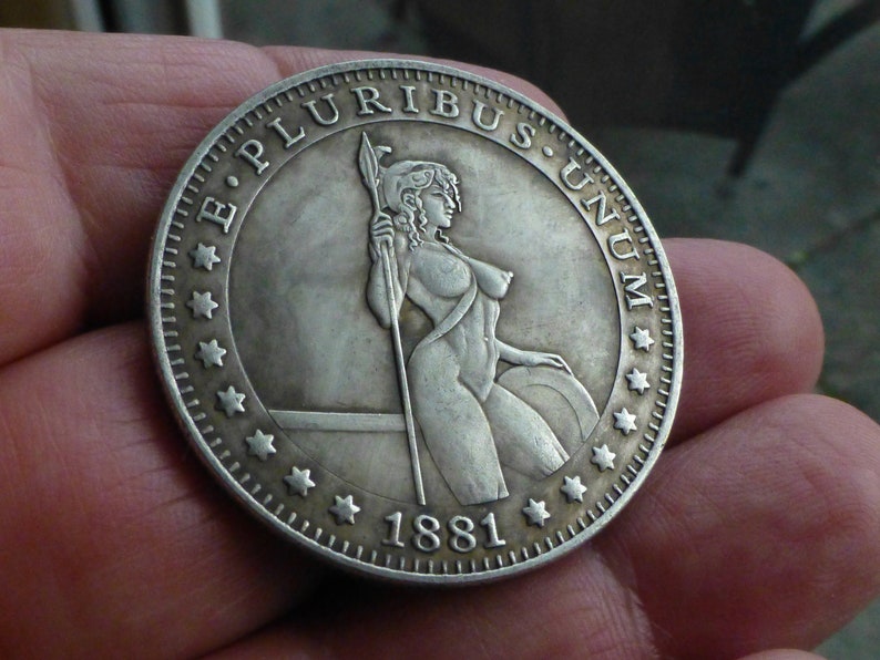 1881 Hobo Dollar Coin Sexy Naked Strong Fighting Girl Etsy