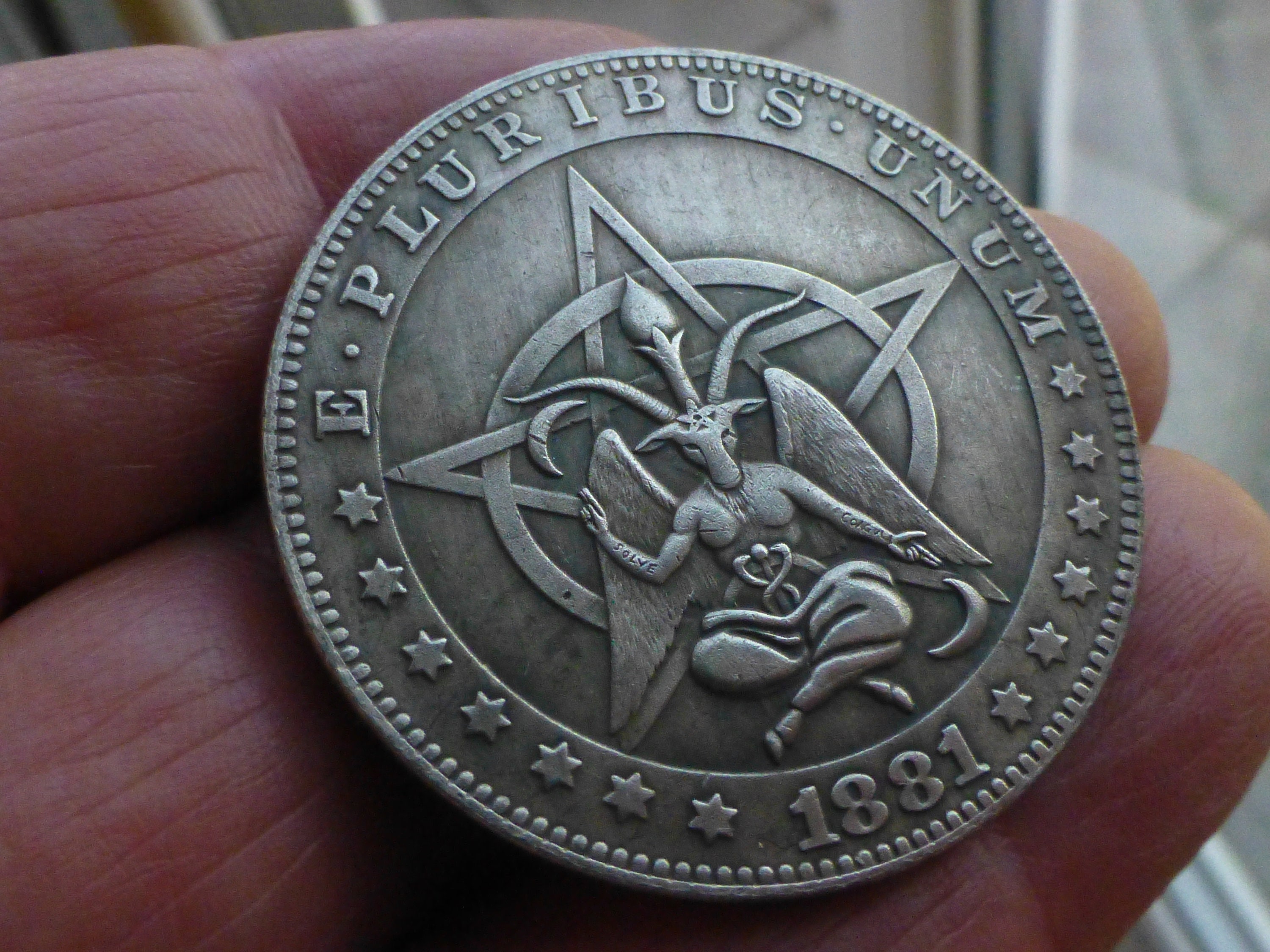 1881 Hobo Dollar Coin Winged Satan Devil in a Pentagram - Etsy
