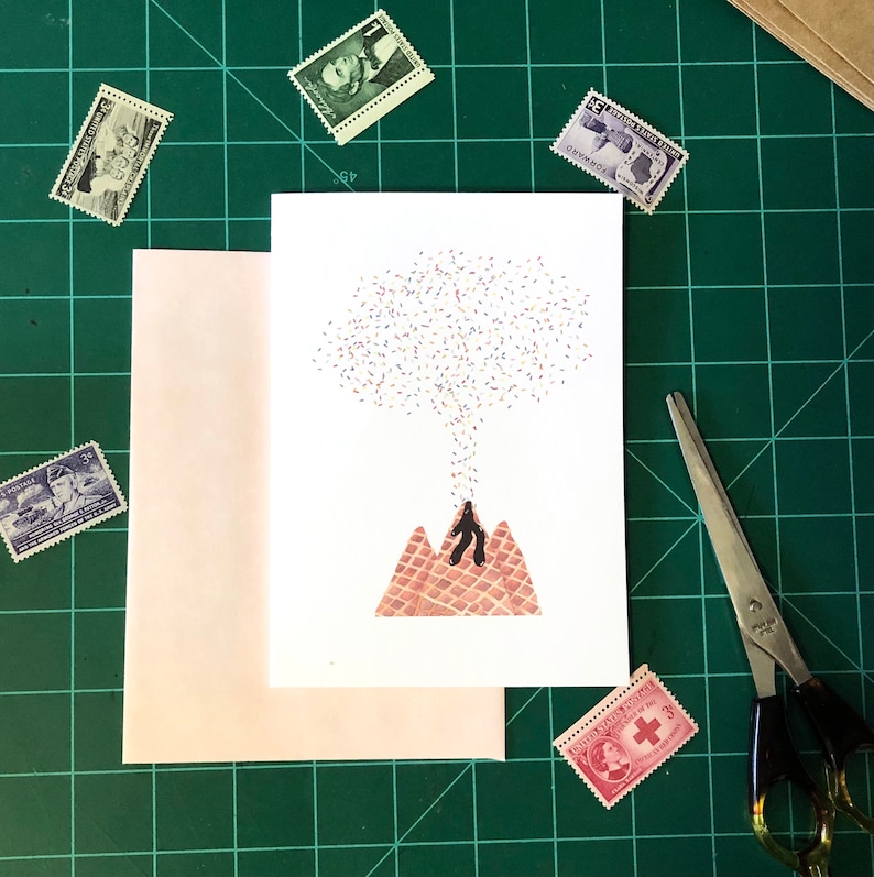 Volcano Sprinkle Card / Birthday Card / Card for Friend / Summer ...