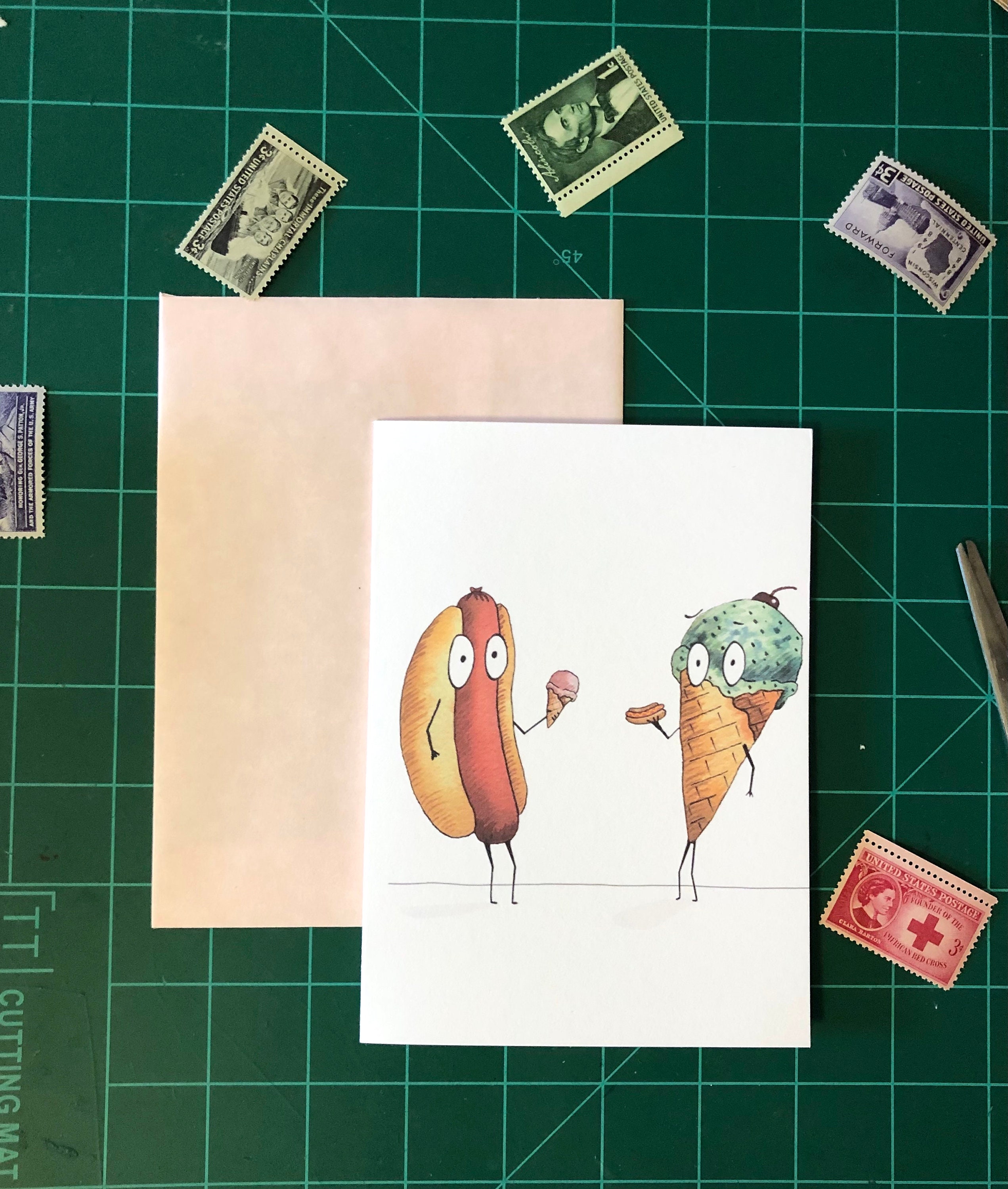 Ice Cream Card / Hot Dog Card / Awkward Card / Card for Friend - Etsy