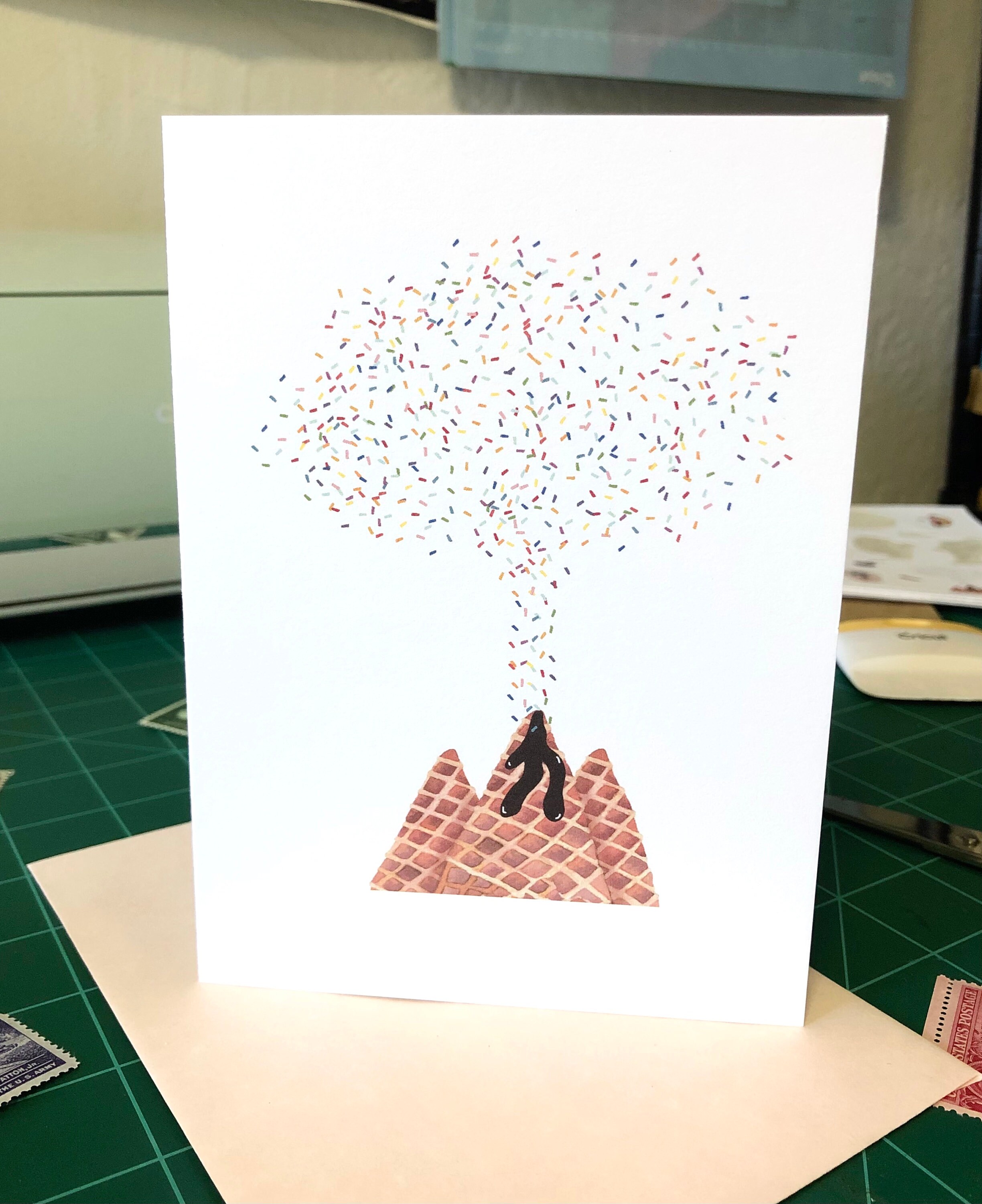 Volcano Sprinkle Card / Birthday Card / Card for Friend / Summer ...