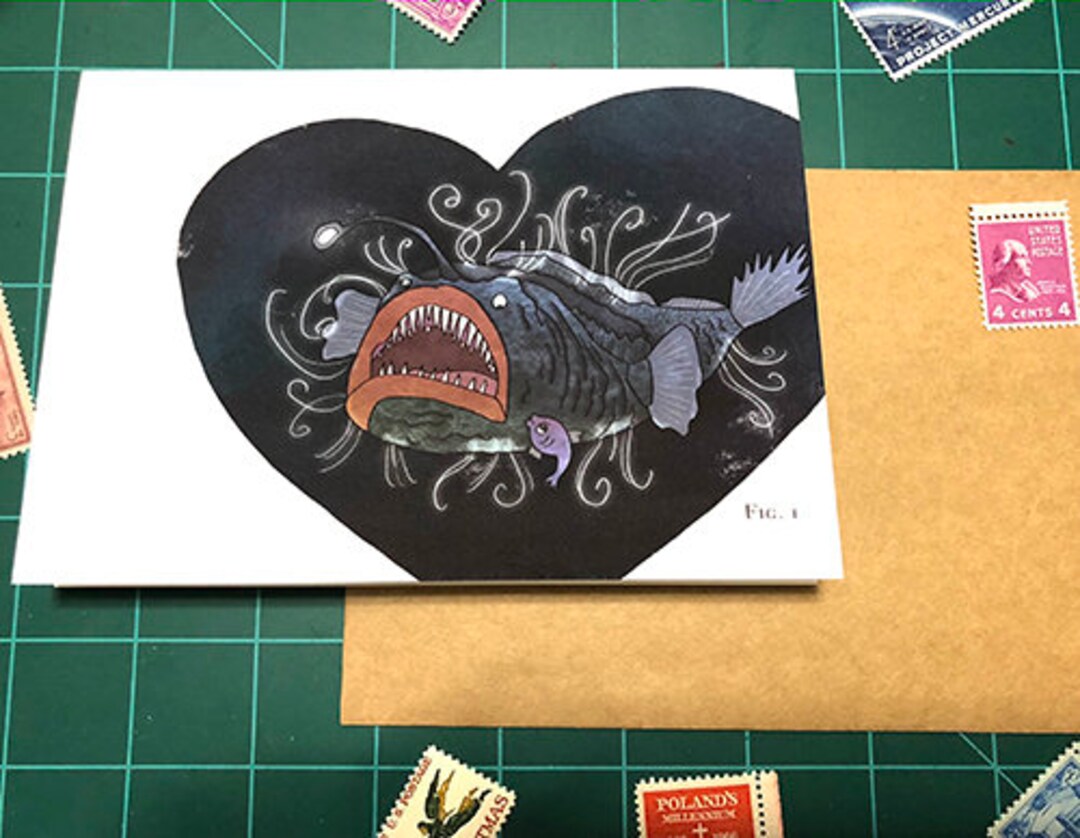 Angler Fish Card / Anniversary Card / Animal Card / Animal Love ...