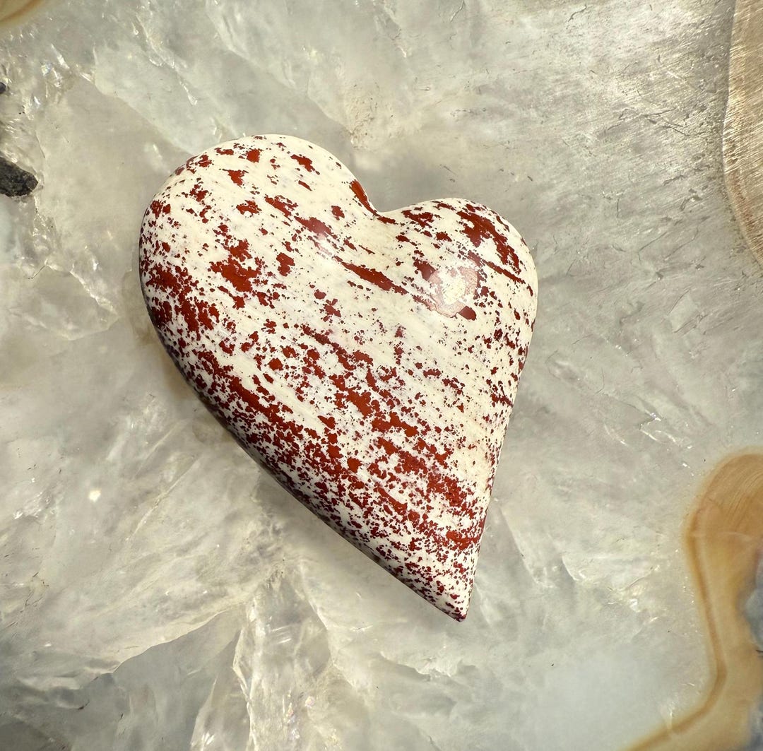 Alunite From Arizona Heart Shaped Cabochon, Red and White Hand Cut and ...