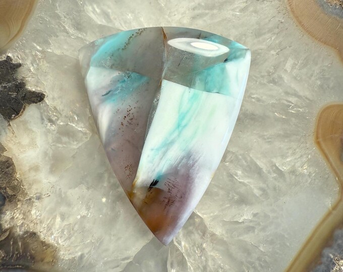 Blue Opal Cabochon, Opalized Wood, Shield Shaped Cabochon, Opal Wood ...