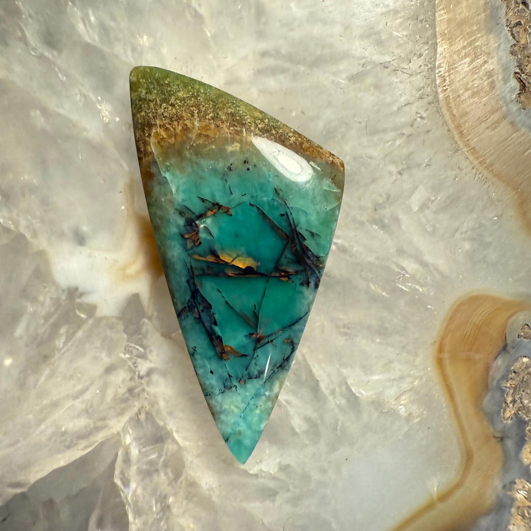 Blue Opal Cabochon, Opalized Wood, Opal With Copper Cab, Opal Wood ...