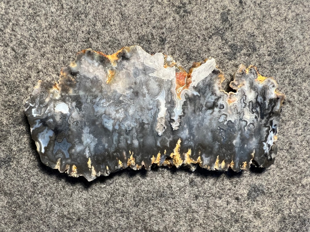 Plume Agate Slab, Rough Lapidary Slice, Stone Specimen, Blue-gray Agate ...