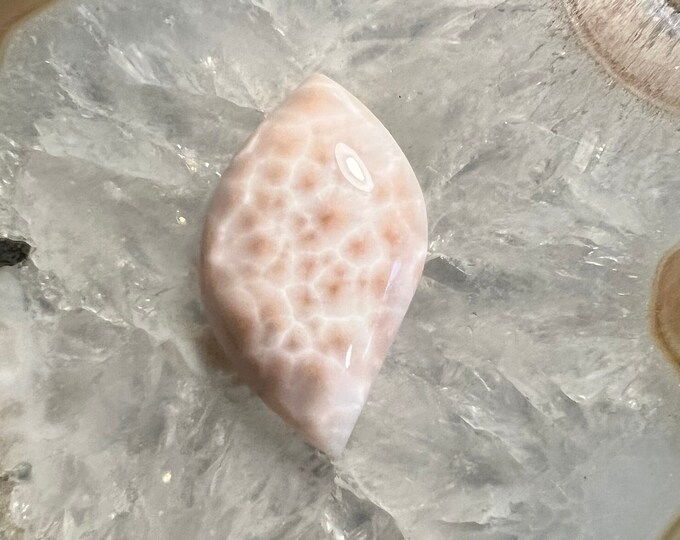 Pink Natrolite Thomsonite Flame Shaped Cabochon, Chatoyant Pink and ...