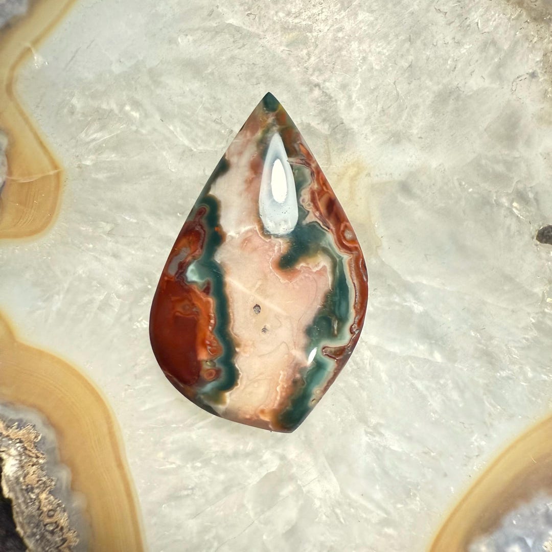 Idaho Sunset Jasper Agate Designer Cabochon, Hand Cut+polished Gemstone, Natural Stone, Jewelry ...