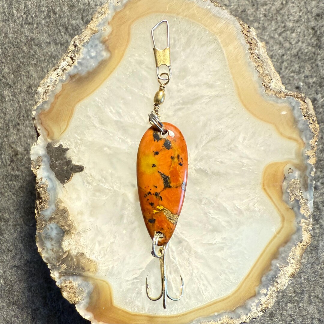 Tiger Tail Jasper Stone Fishing Lure, Handmade Fishing Lure, Orange ...