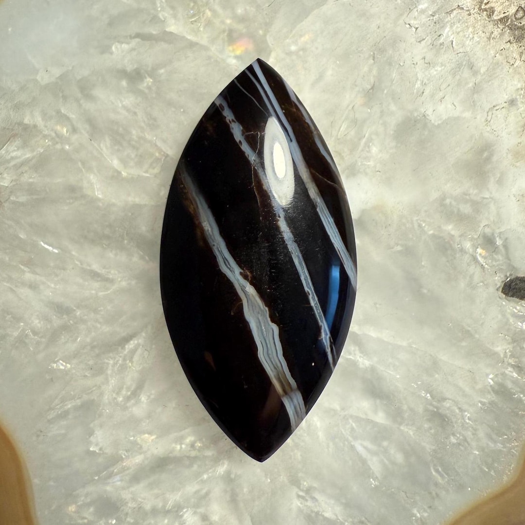 Black Chert Marquise Cabochon, Brecciated Chert With Agate ...