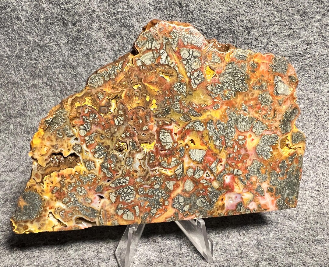 Red Marcasite Slab, Rough Lapidary Slice, Stone Specimen, Red and ...