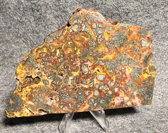 Red Marcasite Slab, Rough Lapidary Slice, Stone Specimen, Red and ...