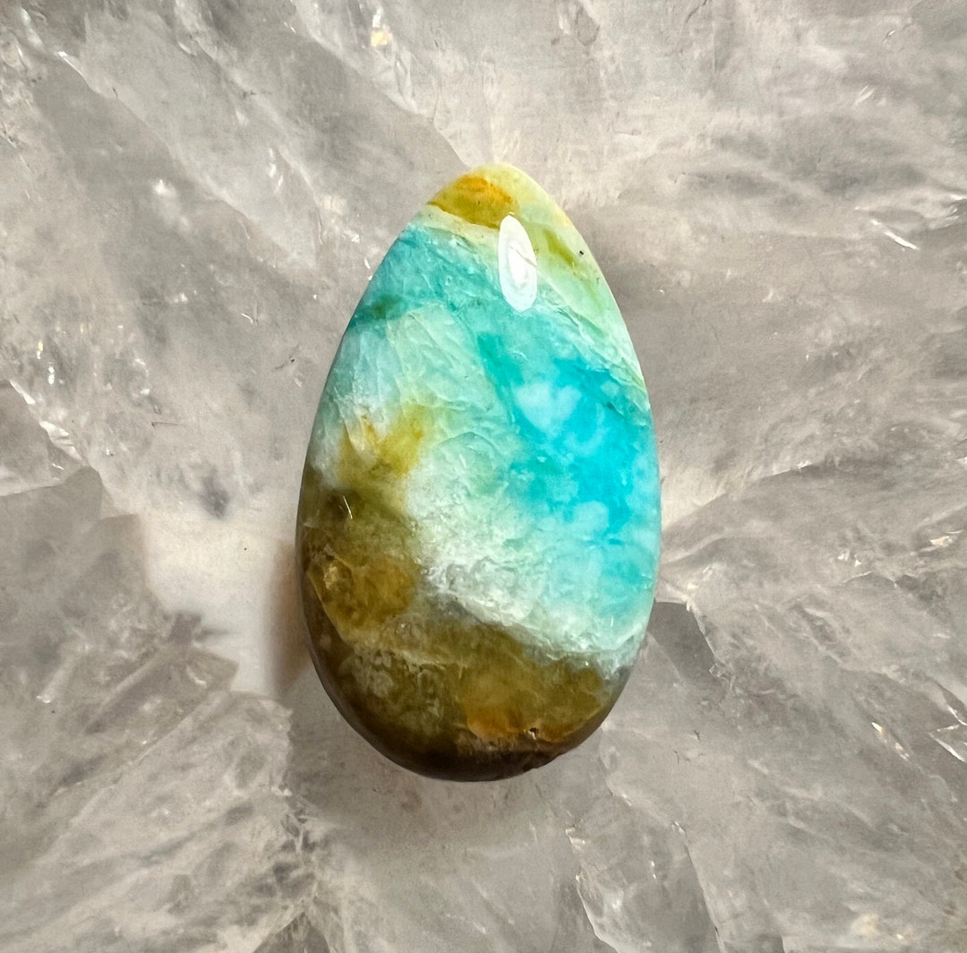 Blue Opal Cabochon, Opalized Wood, Tear Shaped Cabochon, Opal Wood ...