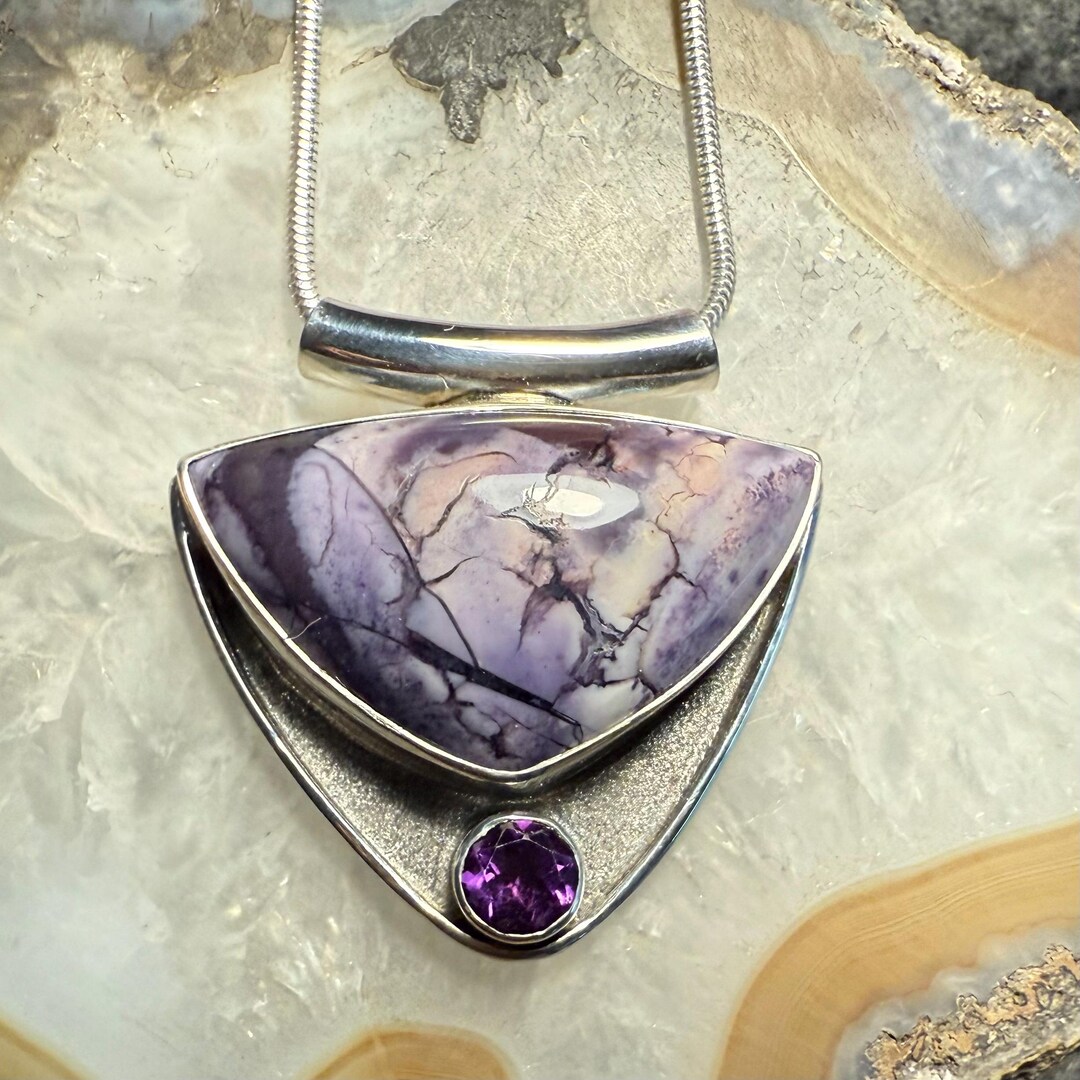 Tiffany Stone-bertrandite-fluorite, Amethyst, and Sterling Silver ...