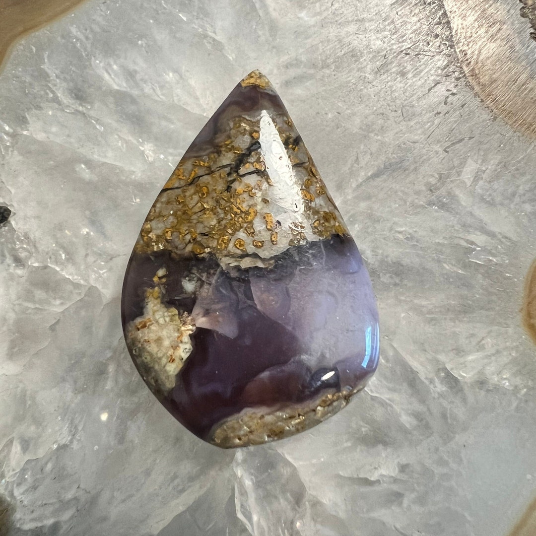 Purple Agate Designer Cabochon, Hand Cut and Polished Purple and Brown ...