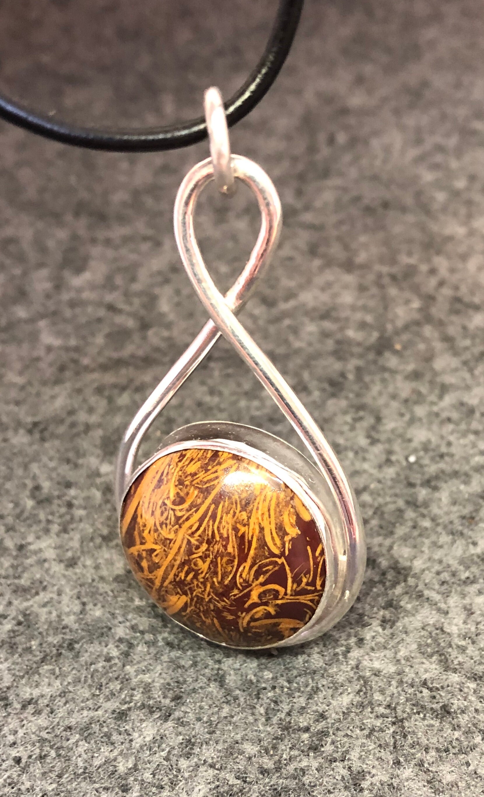 Indian Script Stone and Sterling Silver Infinity Pendant | Etsy