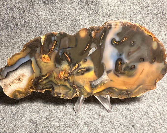 Timor Agate Slab, Rough Lapidary Slice, Stone Specimen, Gemstone ...