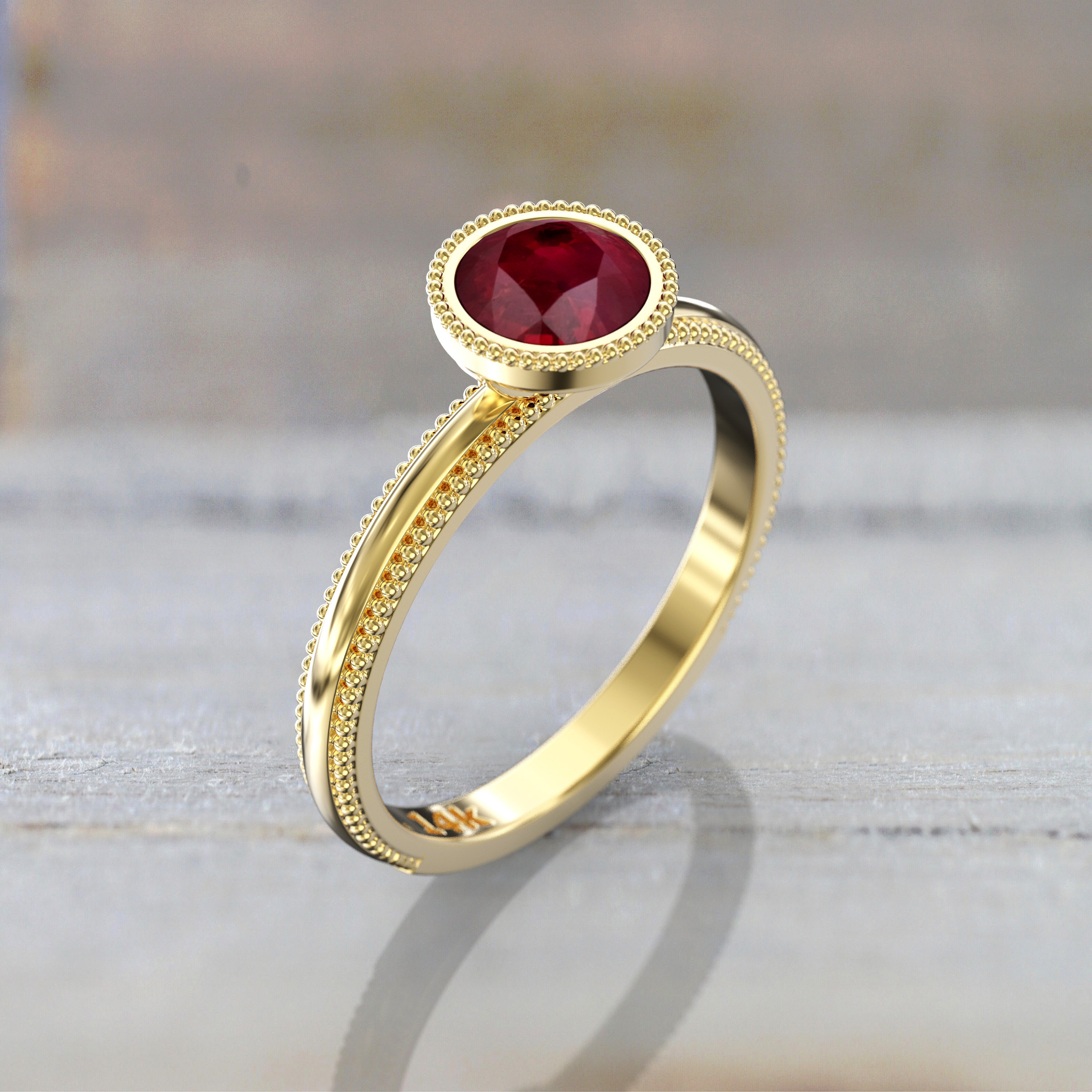 Ruby Ring Bezel Gold Ruby Ring Solitaire Promise Ring, 6 Mm Birthstone ...