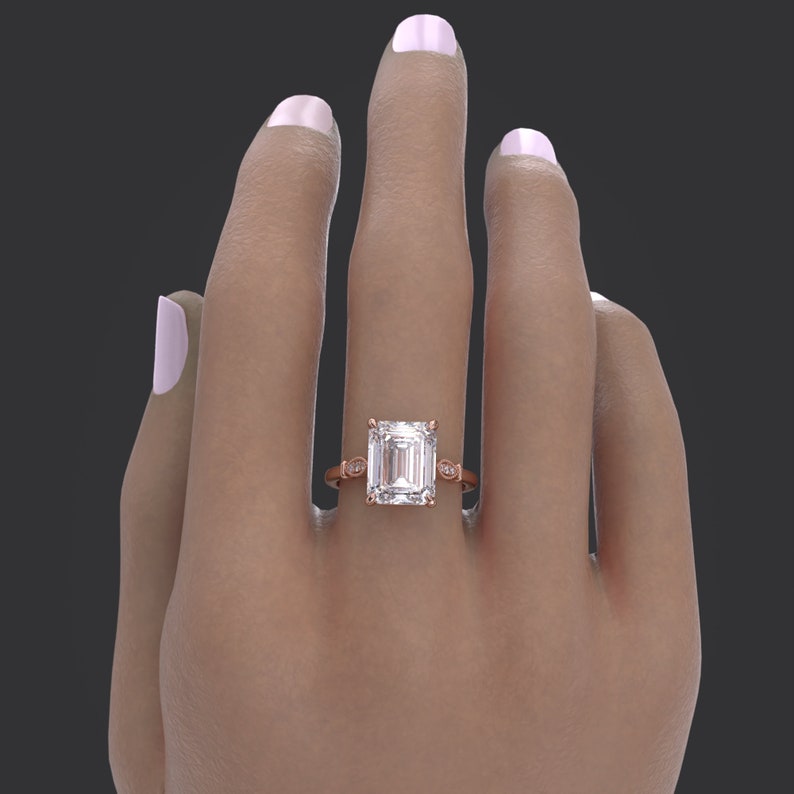 Emerald Cut Engagement Ring 4 Ct Moissanite Emerald Cut - Etsy