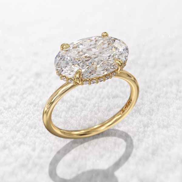 Horizontal Oval Engagement Ring - Etsy