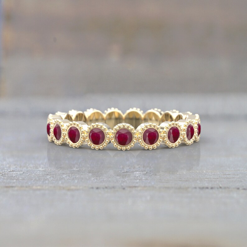 Ruby Eternity Band 3.5mm Bezel Milgrain Full Eternity 0.70 | Etsy