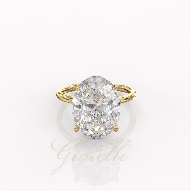 Hidden Halo Moissanite Engagement Ring 7 5ct Oval 12x16mm Etsy