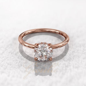 1 CT Hidden Halo Diamond Engagement Ring, Lab Diamond IGI CERTIFIED ...