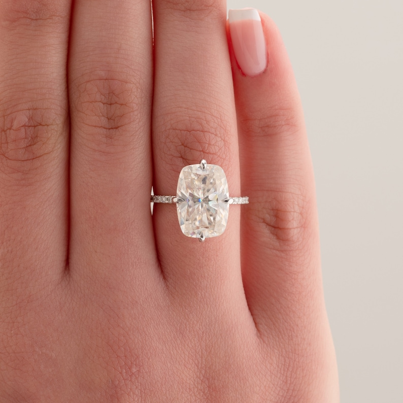 Elongated Cushion Cut Moissanite Engagement Ring Custom - Etsy