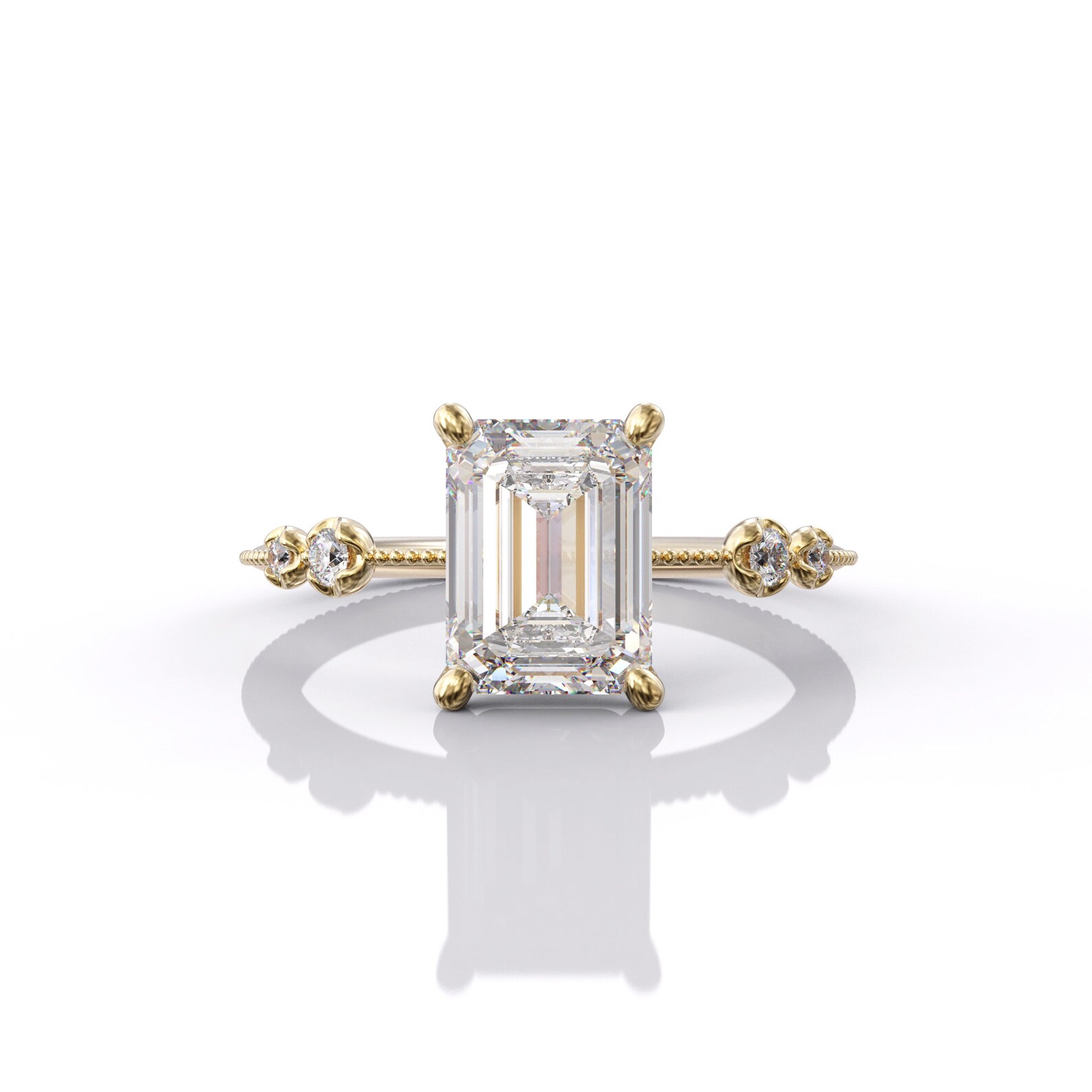 Emerald Cut Engagement Ring 2ct Moissanite 8 5x6 5mm And 4 Etsy