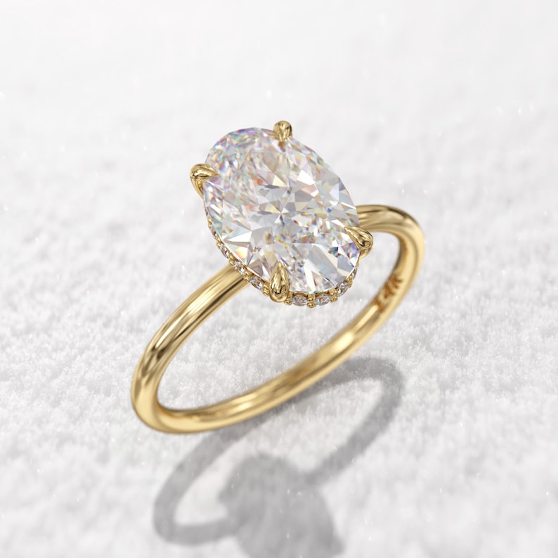 Double Hidden Halo Oval Moissanite Engagement Ring 2ct - Etsy