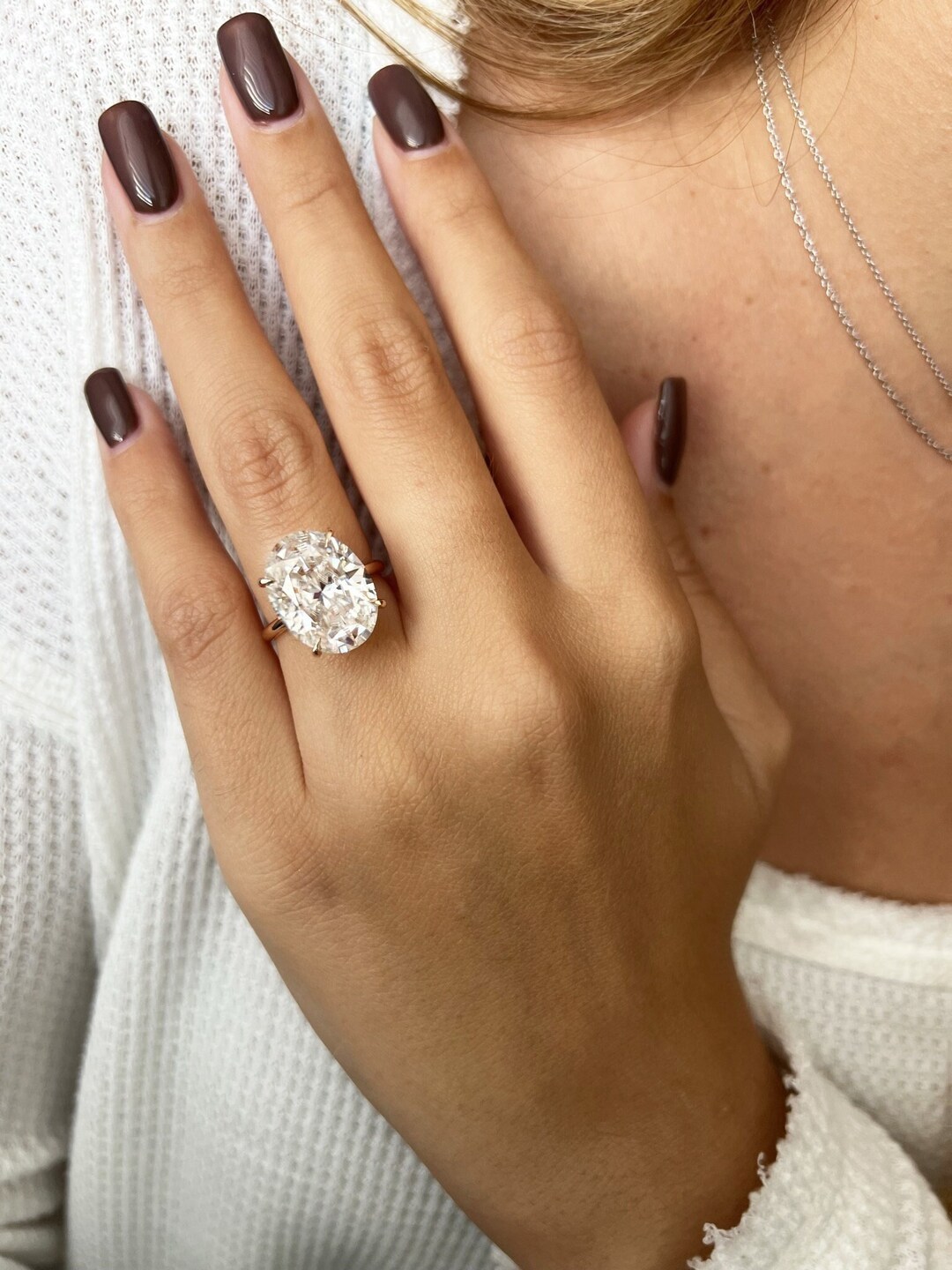 Hidden Halo Moissanite Engagement Ring 7 5ct Oval 12x16mm Etsy