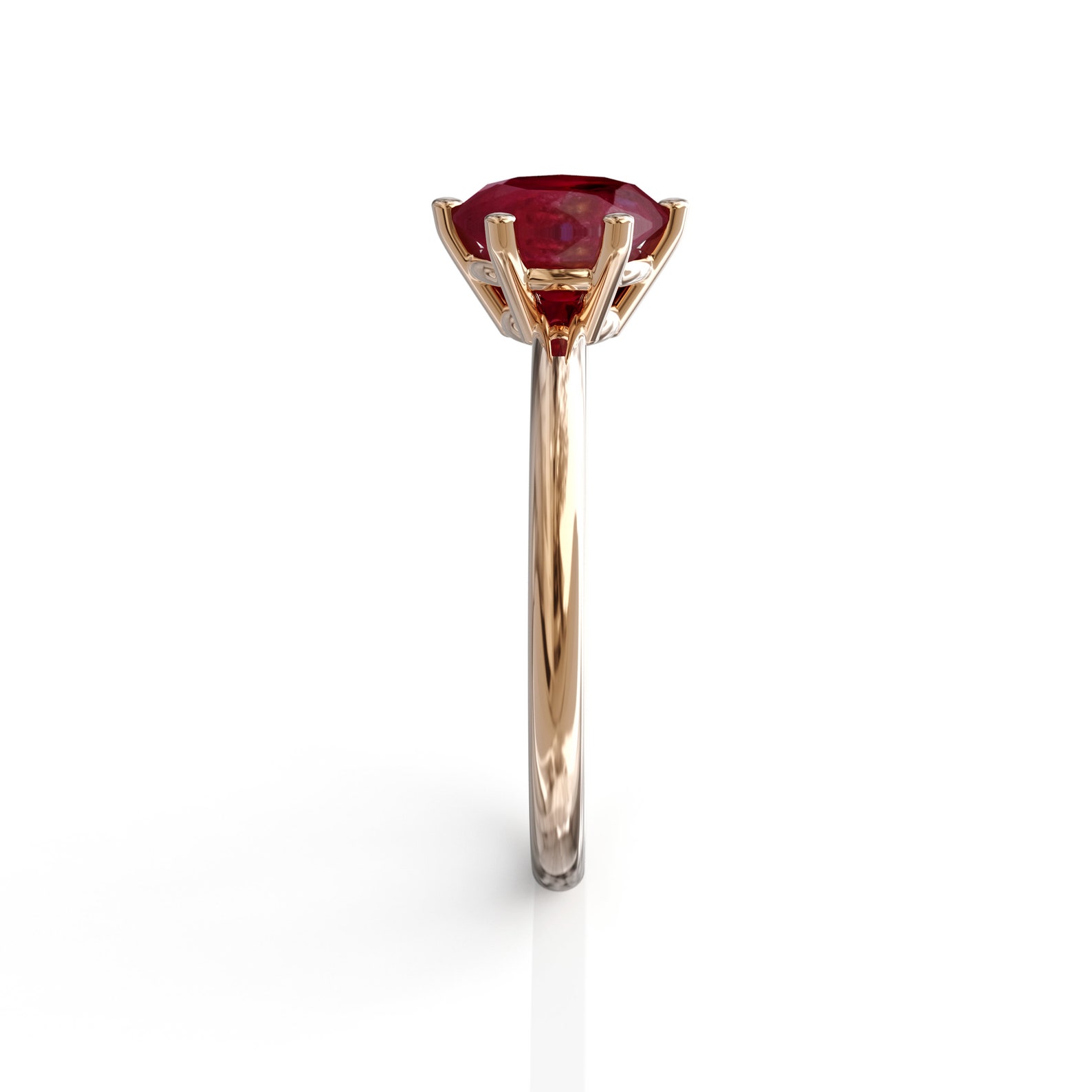 Ruby Ring Round Cut 1 Carat Red Gemstone Rose Gold Ruby | Etsy