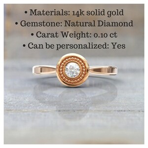 0.10ct Art Deco Diamond Engagement Ring 14k Rose Gold Ring - Etsy