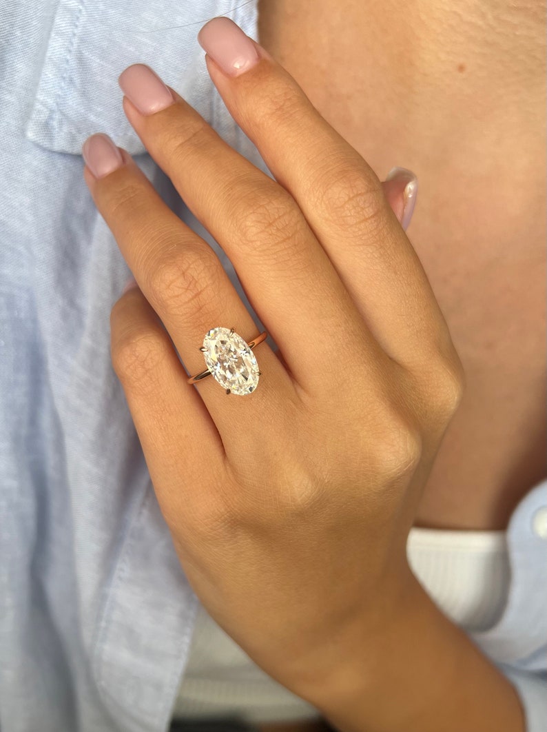 Art Deco Hidden Halo Engagement Ring Set, 4ct Skinny Crushed Ice Oval ...